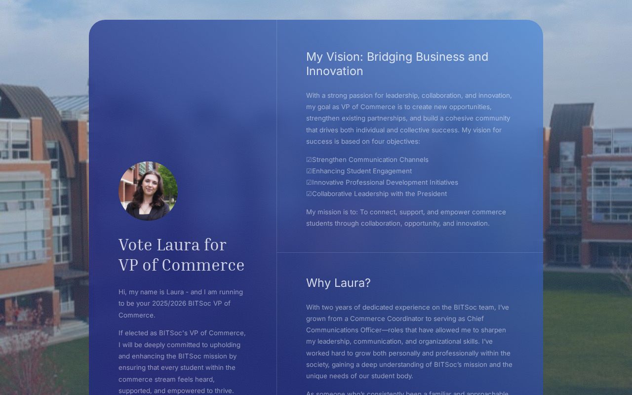 Vote Laura for VP of Commerce